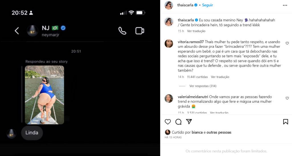 Thais Carla é detonada após debochar de Neymar e se defende: ‘Só eu não ...