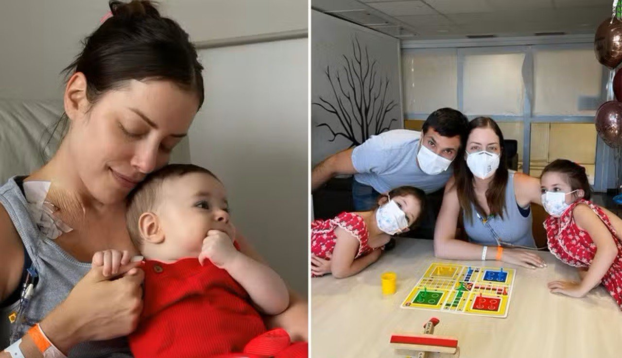 Com leucemia, Fabiana Justus recebe visita dos filhos e se emociona ...