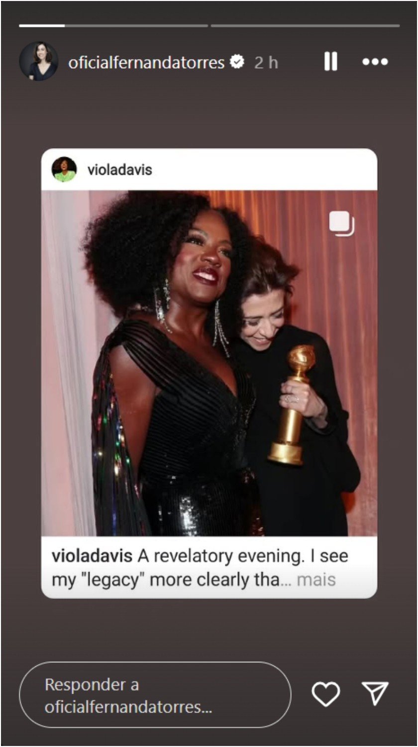 Fernanda Torres compartilha homenagem que recebeu de Viola Davis ...