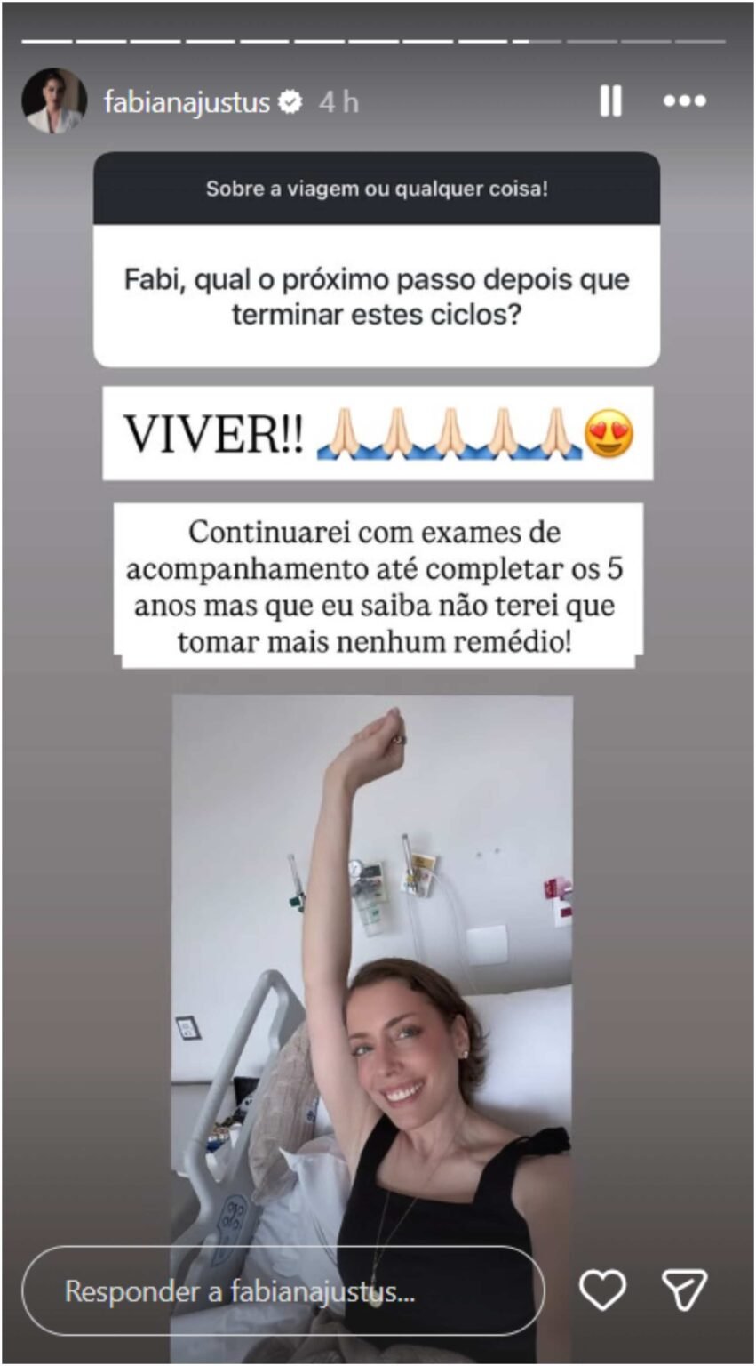 Fabiana Justus explica próximos passos após concluir tratamento de ...